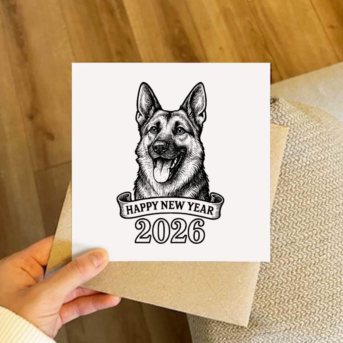 'Happy New Year 2026 German Shepherd' Greeting Cards (GC058256)
