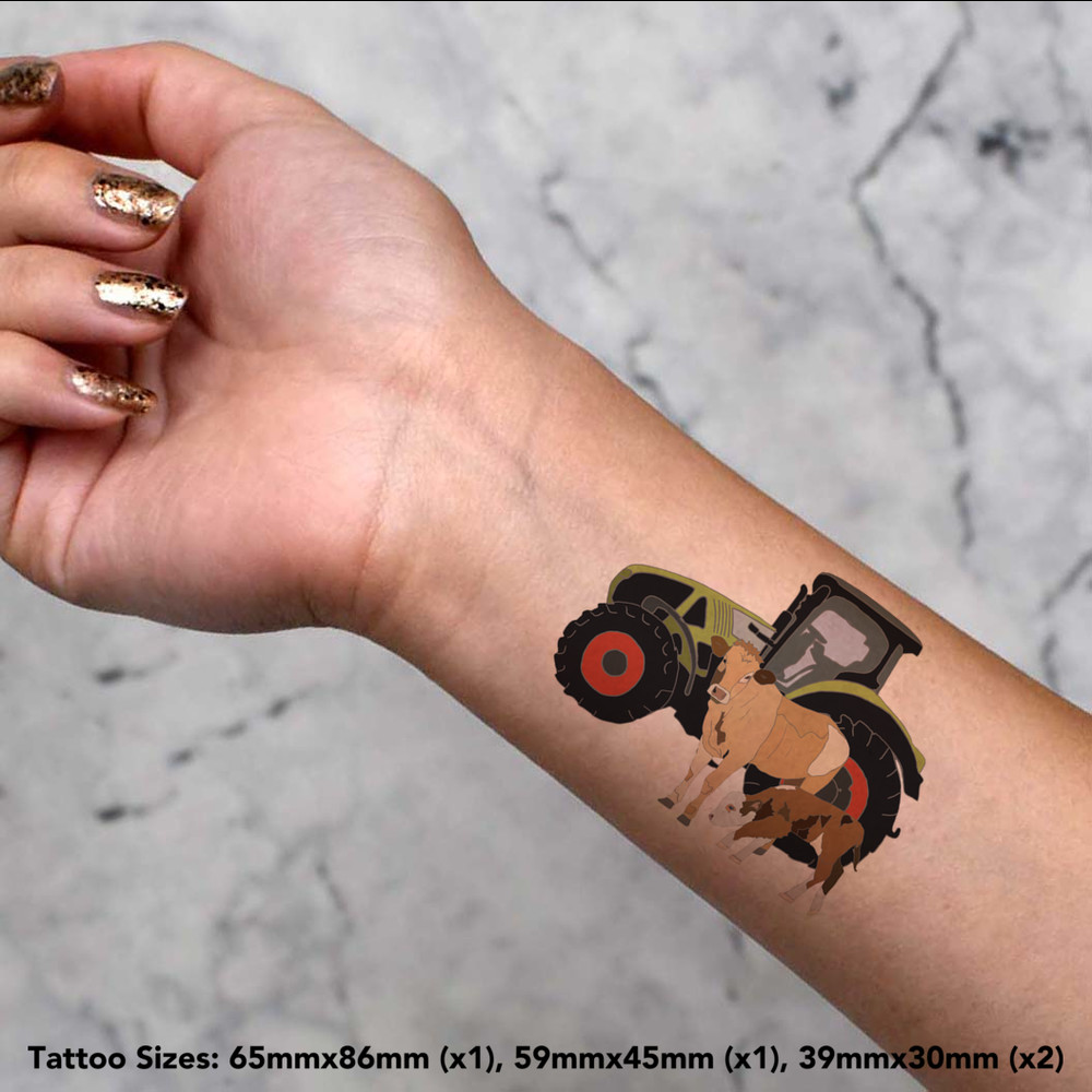 4 x 'Tractor & Cows' Temporary Tattoos (TO00049839)