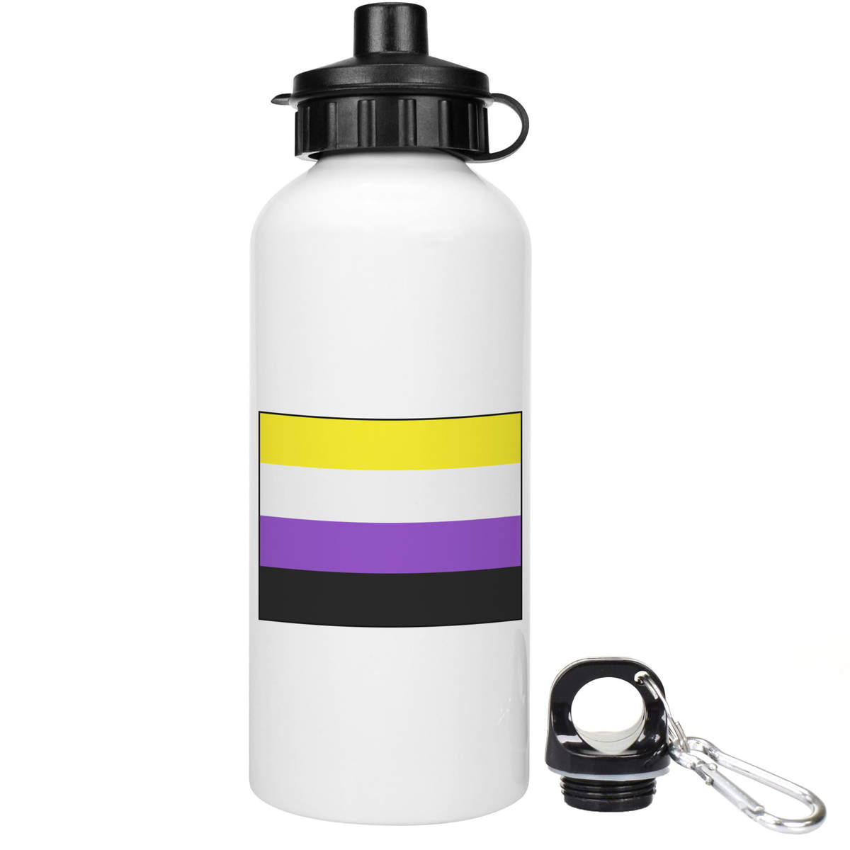 600ml 'Non-Binary Pride Flag' Reusable Water / Drinks Bottle (WT00029471)